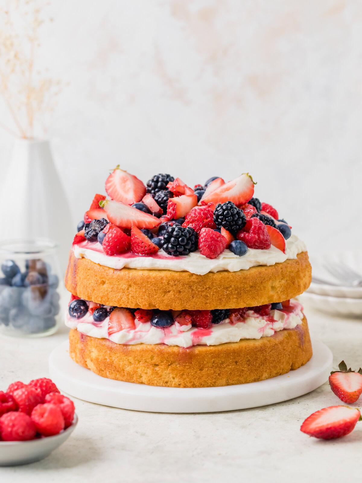 Fresh Berries and Cream Cake